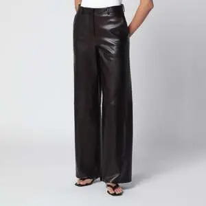 Nour Hammour Coda Wide-leg Leather Trousers - Brown