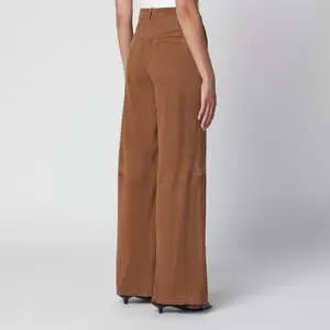 Nour Hammour Suede Wide-leg Trousers - Brown