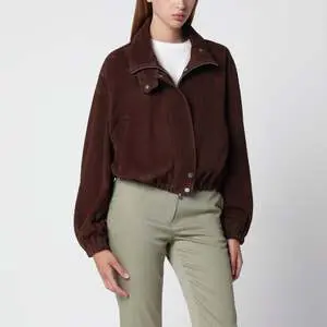 Nour Hammour Pia Suede Leather Bomber Jacket - Brown
