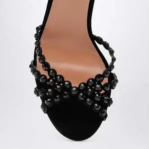 AQUAZZURA Tequila Embellished Suede Stiletto Sandals - Black