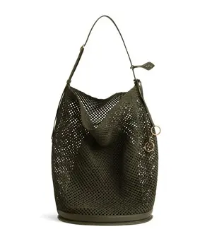 Alaïa Large Suede Net Hip Bucket Bag