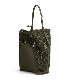 Alaïa Large Suede Net Hip Bucket Bag