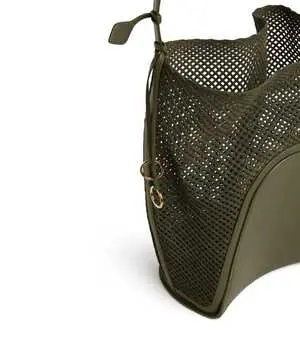 Alaïa Large Suede Net Hip Bucket Bag