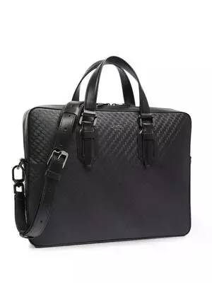 LANCEL Charlie Embossed Leather Briefcase - Black