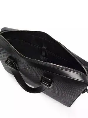 LANCEL Charlie Embossed Leather Briefcase