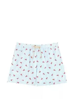 MC2 SAINT BARTH Lobster Print Striped Swim Shorts - Blue