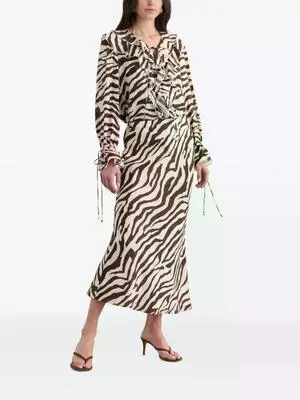 TOCCIN Zebra-print High-waisted Maxi Skirt