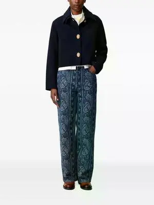 Claudie Pierlot Cropped Corduroy Collar Jacket - Blue