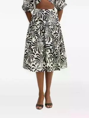 TWINSET Graphic Print Puff-sleeve Midi Skirt Set - White
