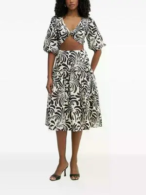 TWINSET Graphic Print Puff-sleeve Midi Skirt Set