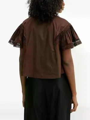 TWINSET Lace Trim Ruffled Sleeve Blouse