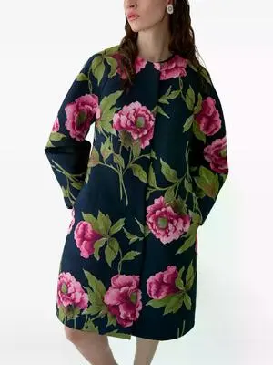 Carolina Herrera Peony Jacquard Cocoon Coat