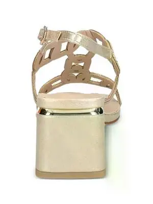 ALMA EN PENA Embellished Metallic Heeled Sandals - Gold