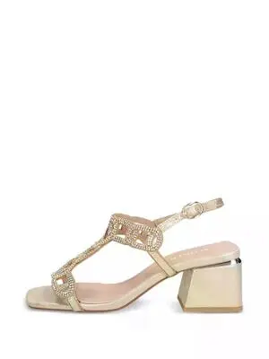 ALMA EN PENA Embellished Metallic Heeled Sandals