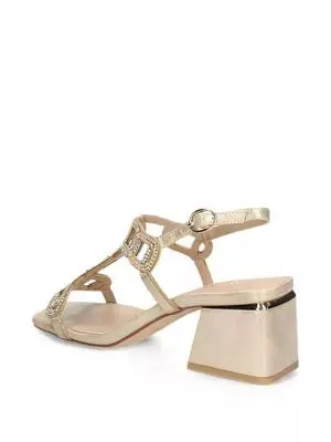 ALMA EN PENA Embellished Metallic Heeled Sandals