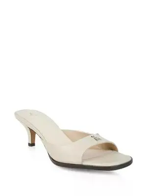 Patrizia Pepe White Leather Logo Plaque Sandals