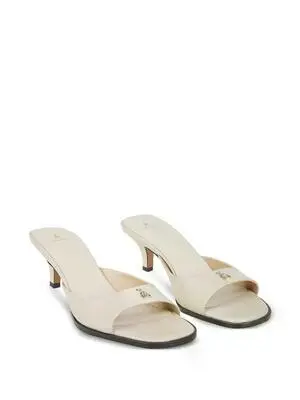 Patrizia Pepe White Leather Logo Plaque Sandals