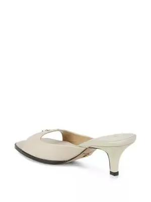 Patrizia Pepe White Leather Logo Plaque Sandals