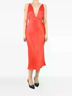 Matériel Sleeveless V-neck Midi Dress - Red