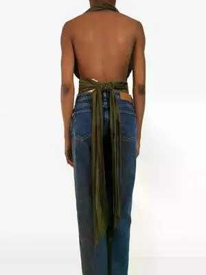 Cult Gaia Pleated Halter Neck Blouse
