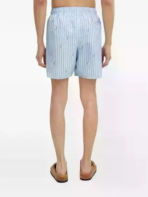 Lacoste Striped Logo-patch Swim Shorts - Blue