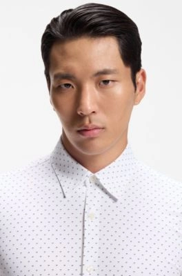 BOSS Slim-fit Performance Shirt In Stretch Jersey - Patterned