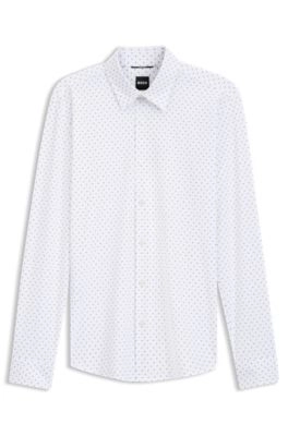 BOSS Slim-fit Performance Shirt In Stretch Jersey - Patterned