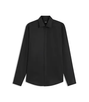 BOSS Regular-fit Dress Shirt In Satin-finish Linen - Black