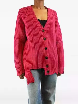 Marni Distressed Chunky Knit V-neck Cardigan