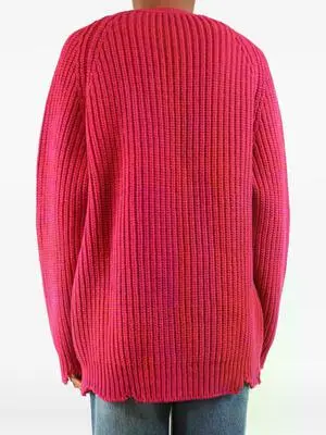 Marni Distressed Chunky Knit V-neck Cardigan