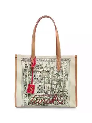 LANCEL Graphic Print Canvas Tote Bag