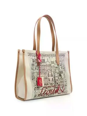 LANCEL Graphic Print Canvas Tote Bag