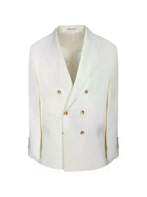 Brunello Cucinelli Peaked-lapel Double-breasted Suit - White