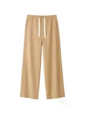 SANDERLAK Santa Monica Drawstring-waist Wide-leg Trousers - Neutrals
