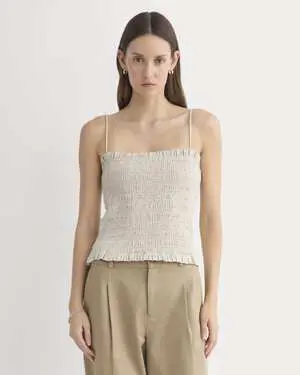 Everlane Gauze Smocked Cami Top Birch