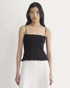 Everlane Gauze Smocked Cami Top Black