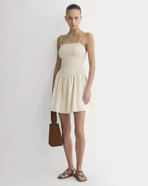 Everlane Gauze Smocked Mini Dress Birch