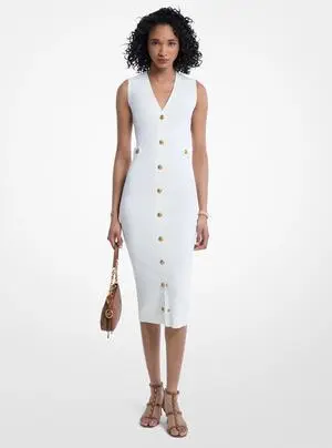 Michael Kors Sleeveless Stretch Knit Midi Sweater Dress - Natural