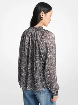 Michael Kors Metallic Printed Georgette Blouse - Black