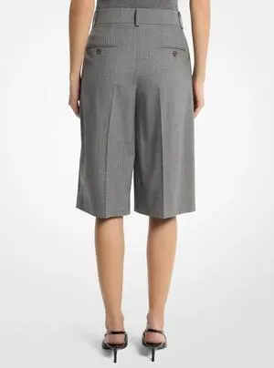 Michael Kors Pleated Wool Blend Trouser Shorts