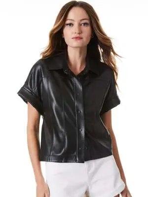Alice + Olivia Edyth Vegan Top - Black