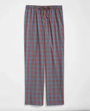 Brooks Brothers Cotton Broadcloth Tartan Lounge Pants - Blue