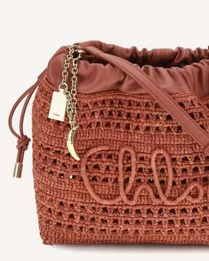 Chloé Raffia Drawstring Shoulder Bag