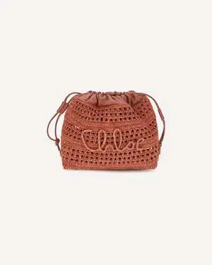 Chloé Raffia Drawstring Shoulder Bag - Red