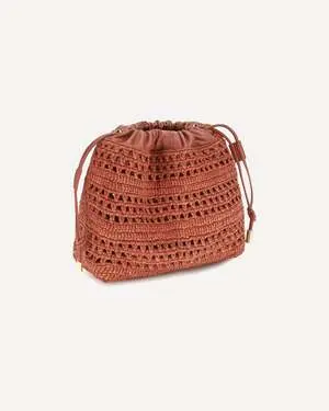 Chloé Raffia Drawstring Shoulder Bag - Red