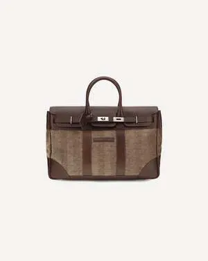 Brunello Cucinelli Travel Bag In Leather And Fabric