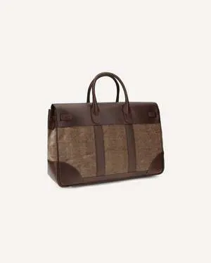 Brunello Cucinelli Travel Bag In Leather And Fabric