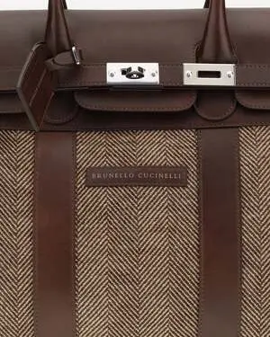 Brunello Cucinelli Travel Bag In Leather And Fabric
