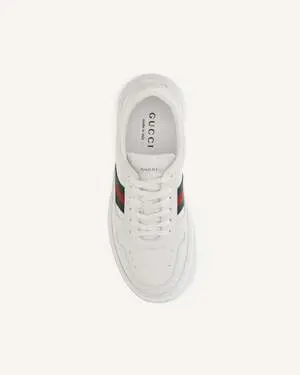Gucci Oversized Sole Leather Sneakers With Web Detail