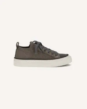 Brunello Cucinelli Cotton Knit And Suede Sneakers With Jewel Embellishments